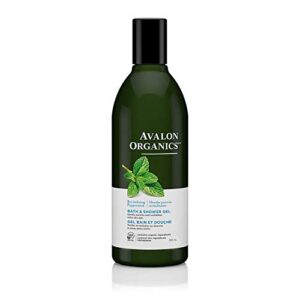 avalon organics bath & shower gel, revitalizing peppermint, 12 oz