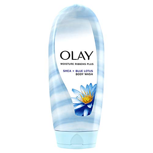 Olay Moisture Ribbons Plus Shea + Blue Lotus Body Wash, 18 Fl Oz, Pack of 4