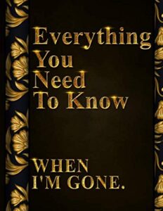 everything you need to know when i'm gone: after death planner, my final words & thoughts, personal wishes, online accounts, important information ... leave behind i'm dead now what record keeper