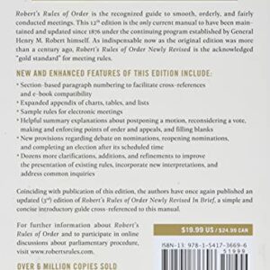 Robert's Rules of Order Newly Revised, 12th edition