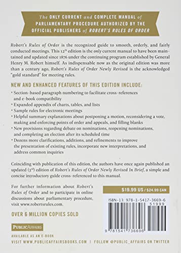 Robert's Rules of Order Newly Revised, 12th edition