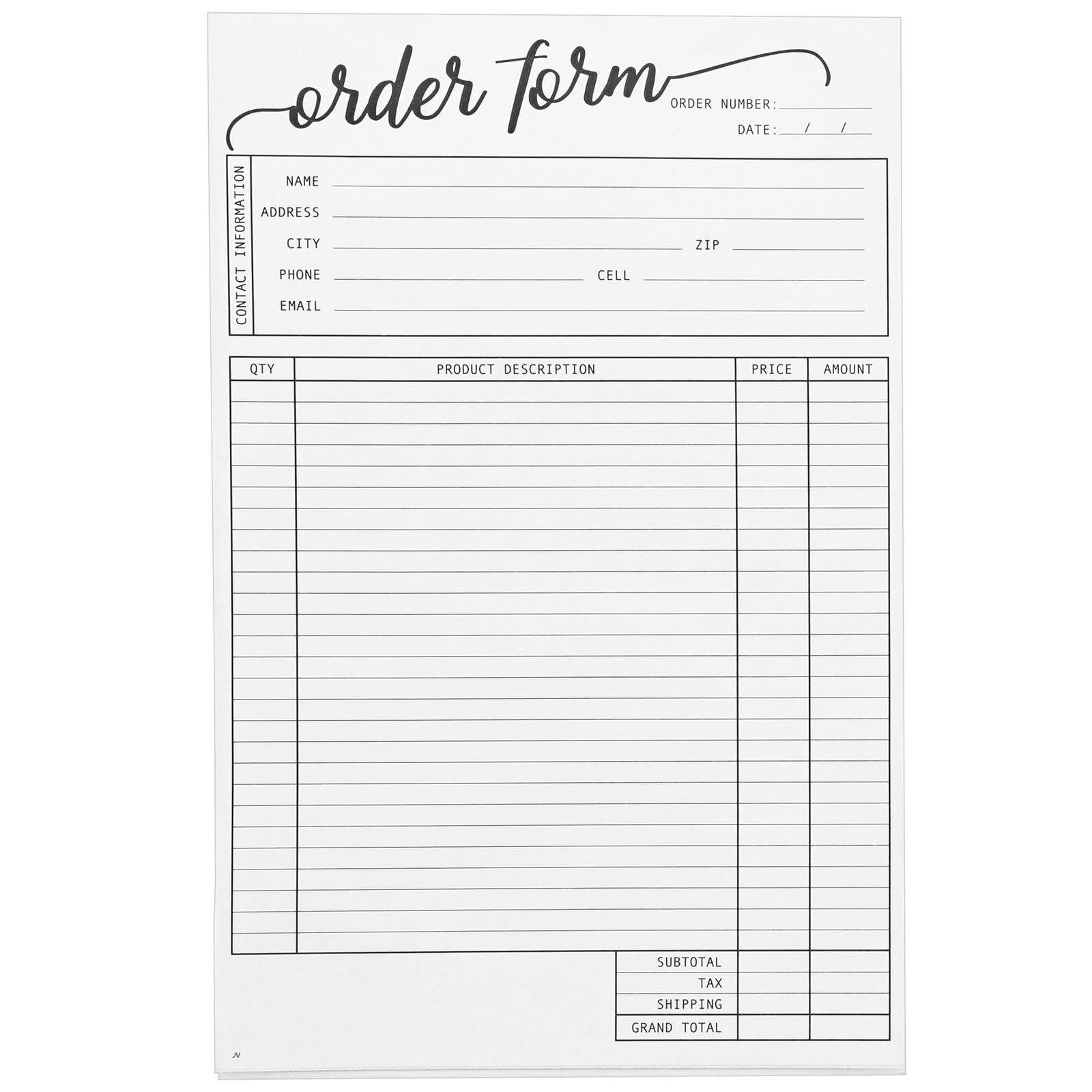 Juvale Set of 2 Work Order Forms with Carbon Copy, Invoice Book for Small Business Supplies, Black Scripted Design, 50 Receipts Per Pad for 50 Orders (5.5 x 8.5 Inches)