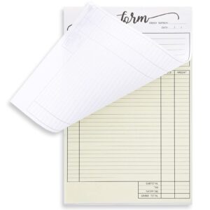 Juvale Set of 2 Work Order Forms with Carbon Copy, Invoice Book for Small Business Supplies, Black Scripted Design, 50 Receipts Per Pad for 50 Orders (5.5 x 8.5 Inches)