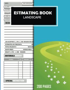 estimating book landscape: designed for lanscapers to track work quote. estimate log and form for landscaping work and lawn care operator. appreciation gifts for landscapers