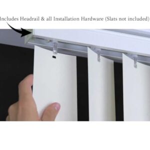 Vertical Blinds Replacement Headrail Track Custom Made to Your Size, Stack, and Control Type - Complete with Brackets and Hardware (64.5 inches)