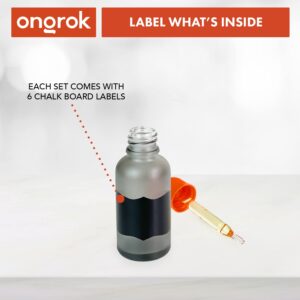 ONGROK Glass Dropper Bottles (1oz/30ml), 6 Pack, Color Coded Tincture Bottles with Dropper, UV Resistant, Frosted Grey Glass Vials with Pipette Dropper, Funnel Included