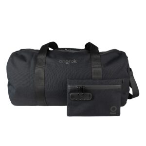 ongrok duffle bag with combo lock, integrated carbon filtration (black)