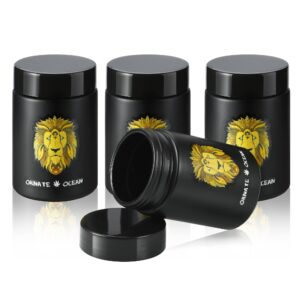 Ornate Ocean 4-Pack 250ml UV Glass Stash Jars Lion King - 4 Piece Set Multipurpose Storage Containers - Convenient Airtight Smell Free Screw Top Lid Jars Preserves and Secures Your Herbs