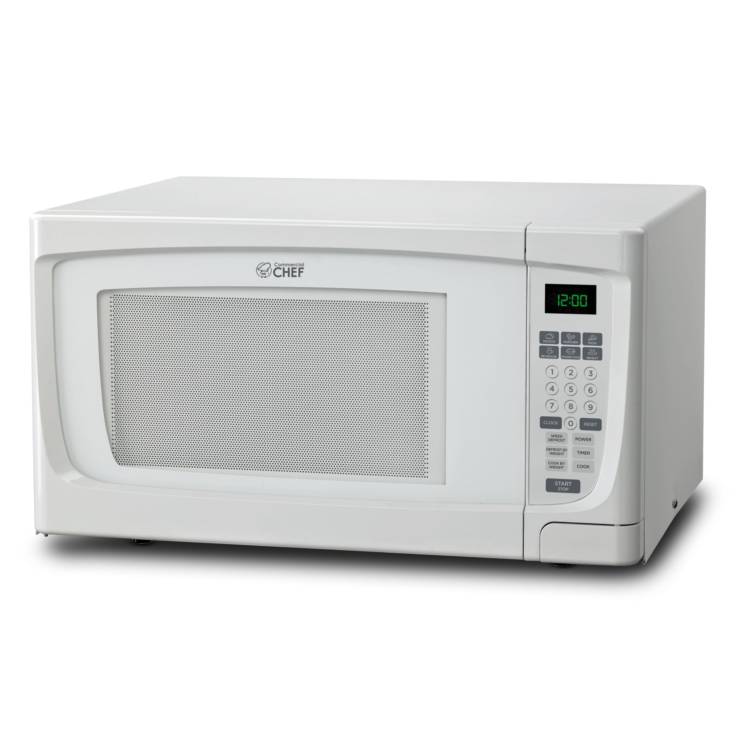 COMMERCIAL CHEF 1.6 Cubic Foot Microwave with 10 Power Levels, Small Microwave with Push Button, 1000 Watt Microwave with Digital Control Panels, Countertop Microwave with Timer, White