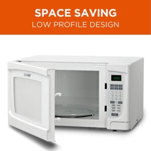 COMMERCIAL CHEF 1.6 Cubic Foot Microwave with 10 Power Levels, Small Microwave with Push Button, 1000 Watt Microwave with Digital Control Panels, Countertop Microwave with Timer, White