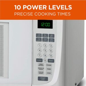 COMMERCIAL CHEF 1.6 Cubic Foot Microwave with 10 Power Levels, Small Microwave with Push Button, 1000 Watt Microwave with Digital Control Panels, Countertop Microwave with Timer, White