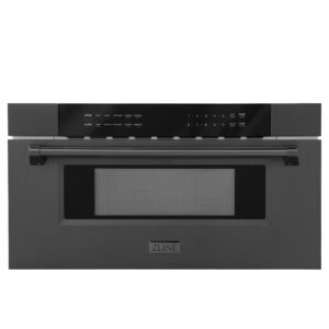 zline 30" 1.2 cu. ft. built-in microwave drawer in black stainless steel