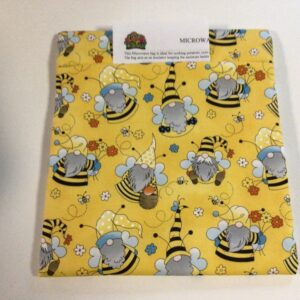 Microwave Potato Bag Yellow Honey Bee Gnomes Large All Cotton Baked Potato Bag Handmade Kitchen Utensil