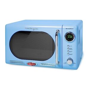 retro 0.7 cubic foot countertop microwave oven auto shut off clock display