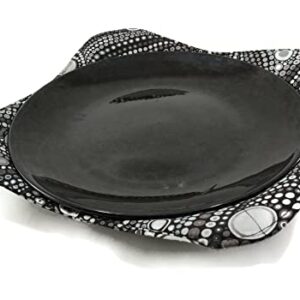 Black and White Microwave Plate Holder - Modern Cotton Fabric Dinner Plate Cozy