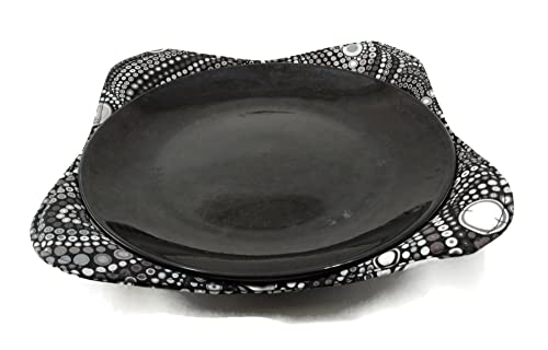 Black and White Microwave Plate Holder - Modern Cotton Fabric Dinner Plate Cozy