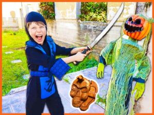 ninja attacks creepy halloween pumpkin found top secret clues hidden inside