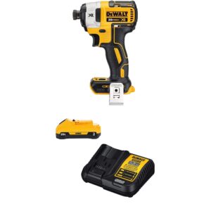 dewalt dcf887b 20v max xr li-ion brushless 0.25" 3-speed impact driver with dewalt dcb230c 20v battery pack