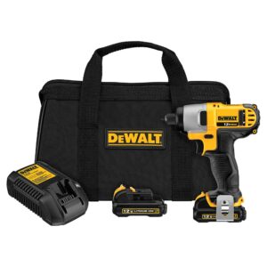 dewalt 12v max impact driver, 1/4-inch, with battery and charger included (dcf815s2)