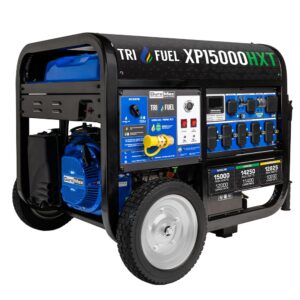 duromax xp15000hxt 15,000 watt tri fuel portable home power backup hxt generator w/co alert