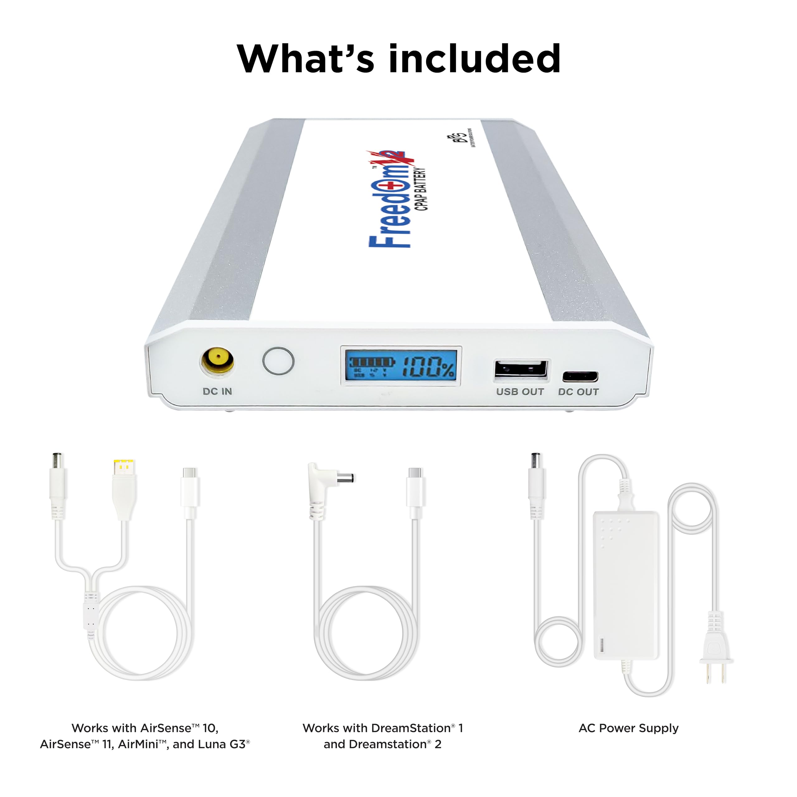 Freedom V2 CPAP Battery Backup Power Supply for Camping, Air Travel & Power Outages - 100wh