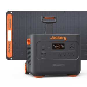 jackery solar generator 2000 plus 200w, 2042wh lifepo4 battery 3000w output, portable power station with 1x200w solar panel, fast charging in 2h, expandable for outdoor rv camping and home emergency