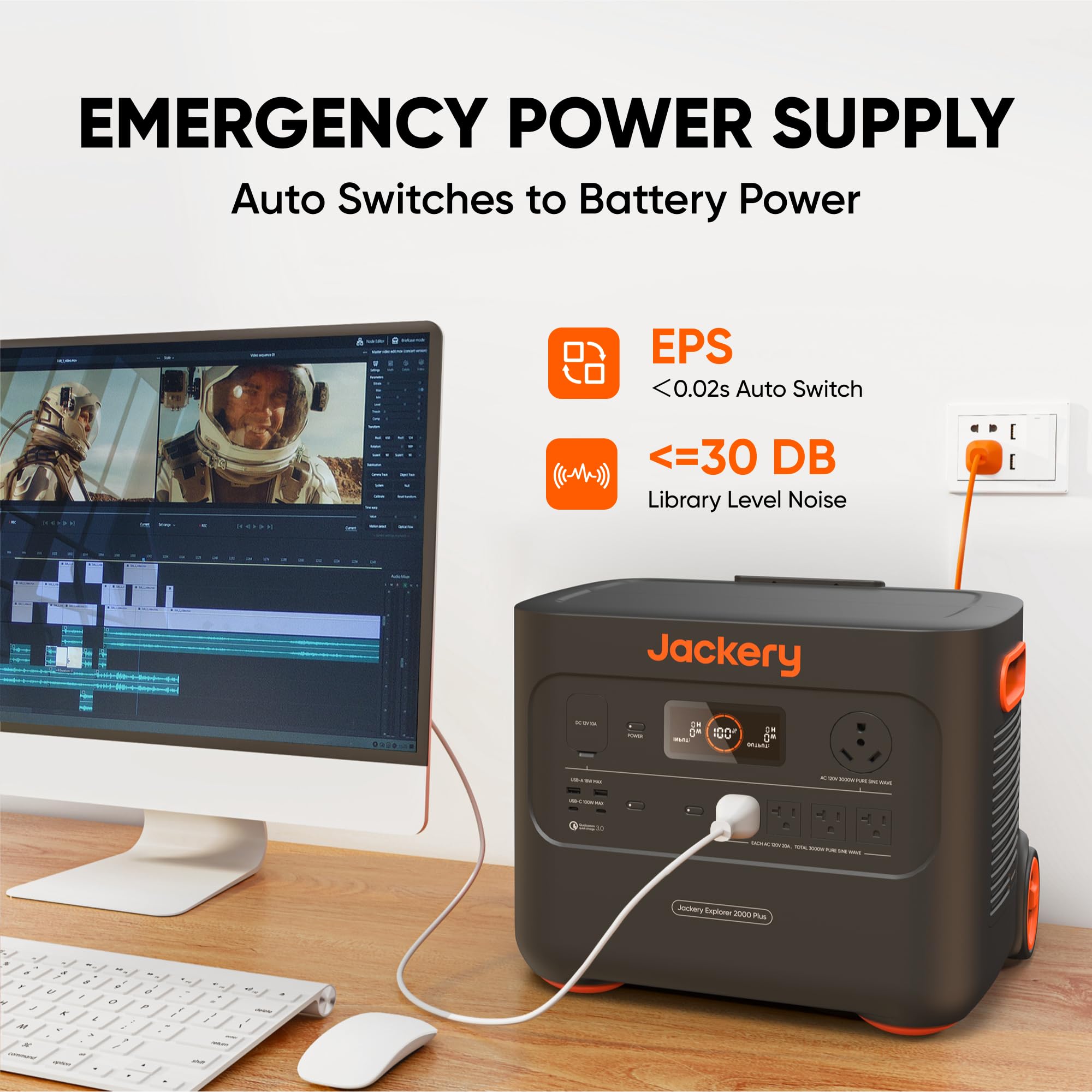 Jackery Solar Generator 2000 Plus 200W, 2042Wh LiFePO4 Battery 3000W Output, Portable Power Station with 1X200W Solar Panel, Fast Charging in 2H, Expandable for Outdoor RV Camping and Home Emergency