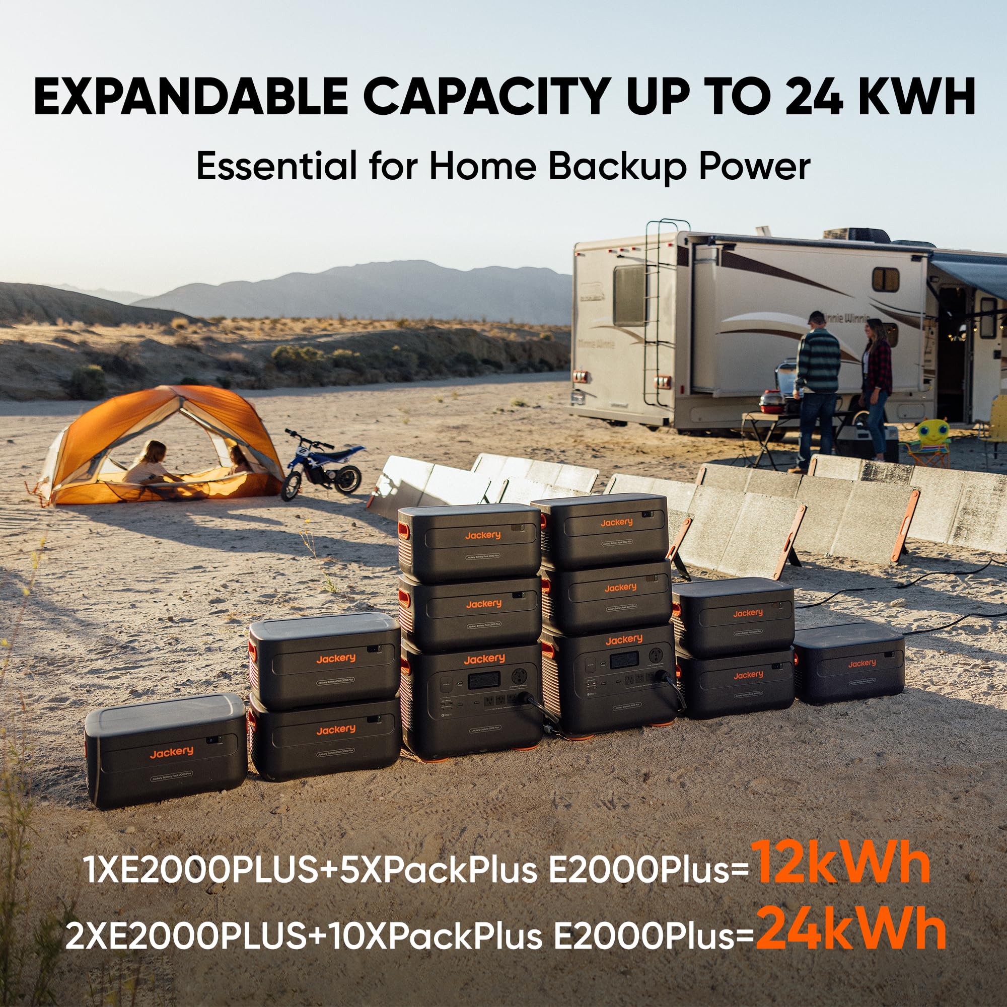 Jackery Solar Generator 2000 Plus 200W, 2042Wh LiFePO4 Battery 3000W Output, Portable Power Station with 1X200W Solar Panel, Fast Charging in 2H, Expandable for Outdoor RV Camping and Home Emergency