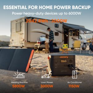 Jackery Solar Generator 2000 Plus 200W, 2042Wh LiFePO4 Battery 3000W Output, Portable Power Station with 1X200W Solar Panel, Fast Charging in 2H, Expandable for Outdoor RV Camping and Home Emergency