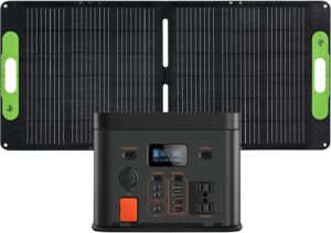 solar generator 320w portable lifepo4 power station 320wh and solar panel 100w with 2 ac outlet 110v/300w(peak 480w), solar mobile battery backup for outdoors camping travel hunting and home emergency