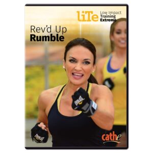 cathe friedrich lite rev'd up rumble kickboxing low impact exercise dvd - lose weight and get in shape with this fat burning cardio kickbox weight loss workout dvd