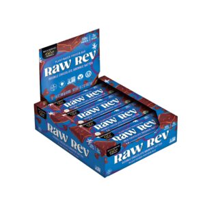 raw rev vegan high-protein bars, double chocolate brownie batter, 10g plant protein, 12g fiber, non-gmo, 1.6 oz, 12 count (pack of 1)