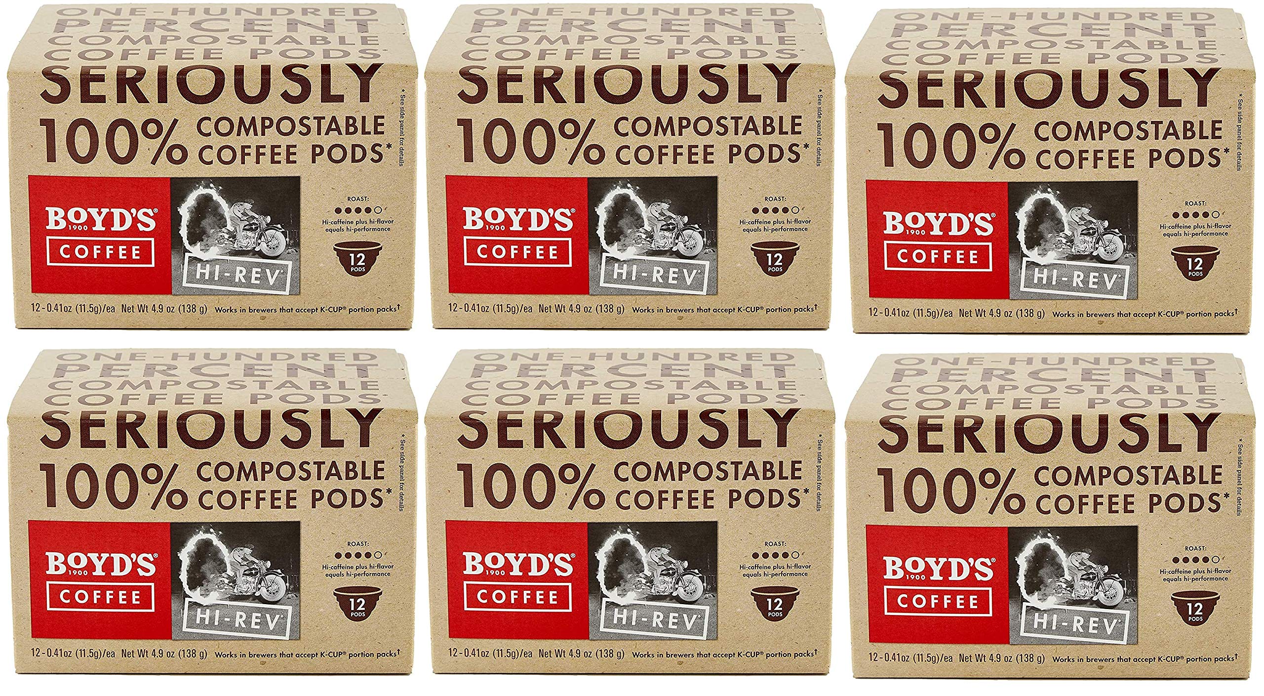 Boyd's Coffee Hi-Rev Medium-Dark roast single serve pods (72 Count)