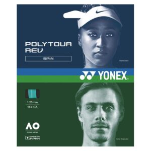 yonex polytour rev tennis string set (17, mint)