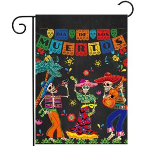 allenjoy day of the dead garden flag for outside vertical mexican fiesta dia de los muertos banner house lawn banners yard porch sign patio outdoor decorations 12x18" double sided washable polyester