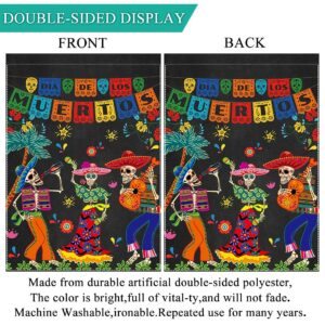 Allenjoy Day of the Dead Garden Flag for Outside Vertical Mexican Fiesta Dia DE Los Muertos Banner House Lawn Banners Yard Porch Sign Patio Outdoor Decorations 12x18" Double Sided Washable Polyester