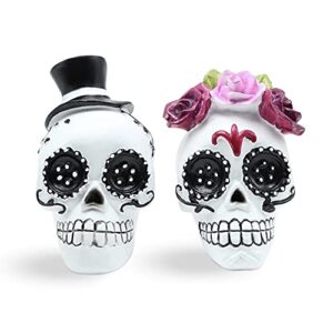 barclay's buys better home goods day of the dead skull couple, sugar skull, halloween decor, black and white figurine skeleton set, rose wreath and top hat