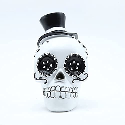 Barclay's Buys Better Home Goods Day of The Dead Skull Couple, Sugar Skull, Halloween Decor, Black and White Figurine Skeleton Set, Rose Wreath and Top Hat