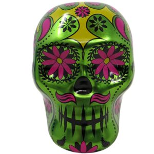 Day of the Dead Sugar Skull Metal Tin with Hard Candies Inside, Catrina Dia De Los Muertos Party Favors and Small Halloween Gifts, Pack of 3