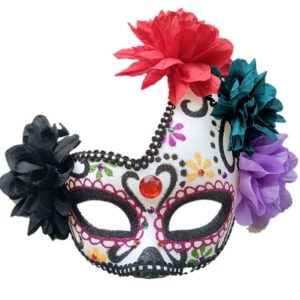 Awlsyj Womens Day of The Dead Masquerade Mask Venetian Party Mask Halloween Costumes Mardi Gras Mask(B Purple)