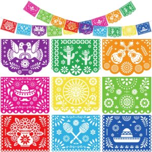 johouse 2 pack mexican party banners,36 feet fiesta banner pvc papel picado mexican fiesta garland for cinco de mayo fiesta party dia de los muertos day of the dead