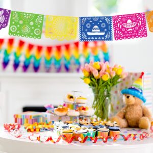 JOHOUSE 2 Pack Mexican Party Banners,36 Feet Fiesta Banner PVC Papel Picado Mexican Fiesta Garland for Cinco De Mayo Fiesta Party Dia De Los Muertos Day of the Dead