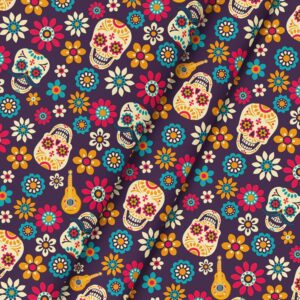 Horaldaily Dia de Muertos Tablecloth 70x70 Inch Round, Day of The Dead Mexico Sugar Skulls Washable Table Cover for Party Picnic Dinner Decor