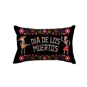 avoin colorlife dia de los muertos skeleton wedding throw pillow cover, 12 x 20 inch day of the dead guitar halloween cushion case holiday decor for sofa couch