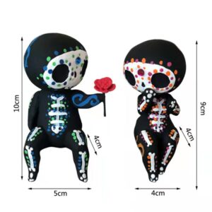 Sugar Skull Decor, Sugar Skull Couple Statue,Dia De Los Muertos Decor, Halloween Desk Decor,Day of The Dead Decorations for Home,Sugar Skull Figurine Gift for Women (A)