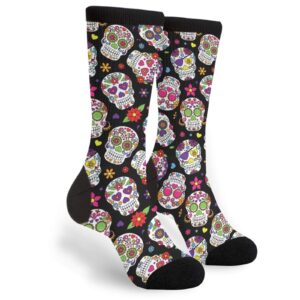 molian unisex fun novelty crazy crew socks day of the dead skulls flower dress socks