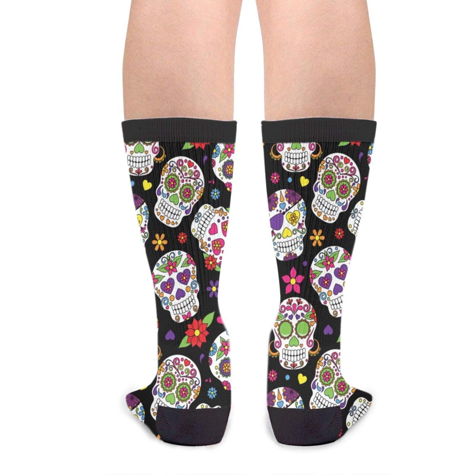 MOLIAN Unisex Fun Novelty Crazy Crew Socks Day Of The Dead Skulls Flower Dress Socks