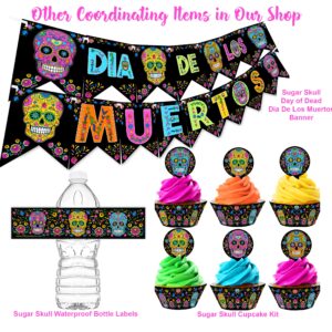 Sugar Skull Waterproof Bottle Labels - 20 Bottle Labels - Sugar Skull Halloween Party Decorations - Day of the Dead Party Supplies - Day of the Dead Decorations - Bottle