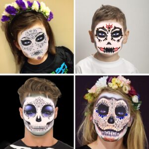 vodolo halloween face jewels stickers,hallowen face gems decorations,day of the dead skull temporary face tattoos,face makeup rhinestone stick on for adults and kids