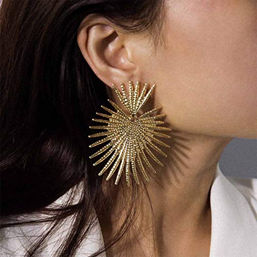 Bmadge Gold Star Flower Geometric Dangle Earrings, Lightweight Studs, Suitable for Any Occasion